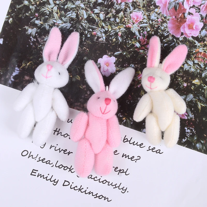 Mini Soft Joint Rabbit Pendant Plush Stuffed Bunny Key Chain Bouquet ...
