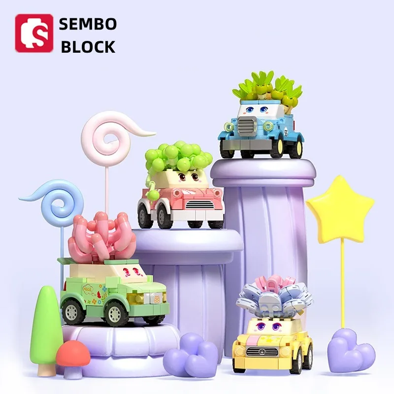 SEMBO-blocks-succulent-plants-car-Model-kawaii-Desktop-decoration ...