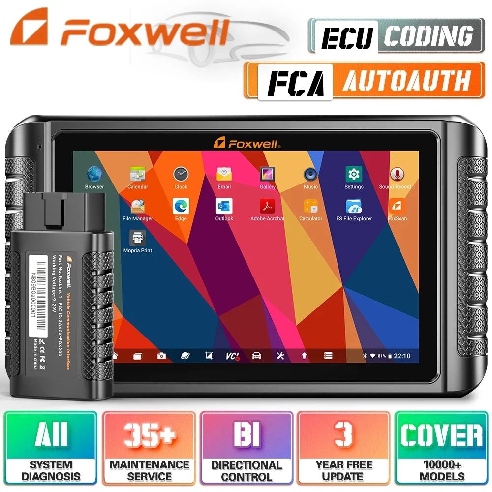 FOXWELL NT1009 Bluetooth OBD2 Car Diagnostic Tools All System 35+ Reset ...