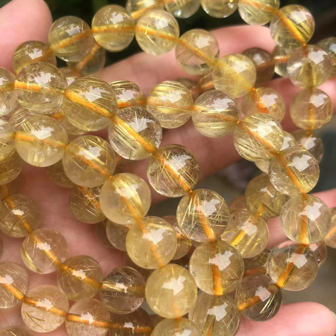 Meihan Natural AAA Gold Rutilated Quartz Smooth Round Loose Beads For ...