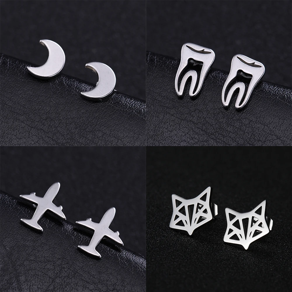 Hollow-Fox-Plane-Moon-Teeth-Mini-Earrings-for-Women-Silver-Color ...