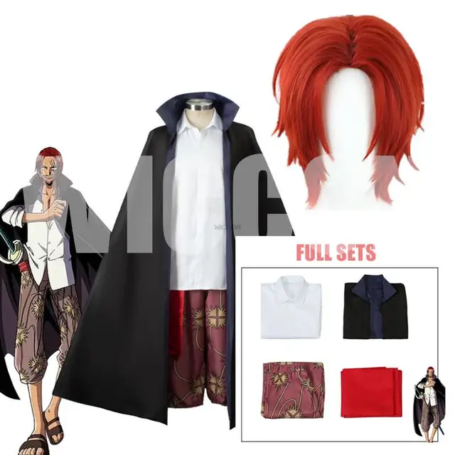 Shanks Costume - One Piece Cosplay Shirt, Pants, Cloak & Wig