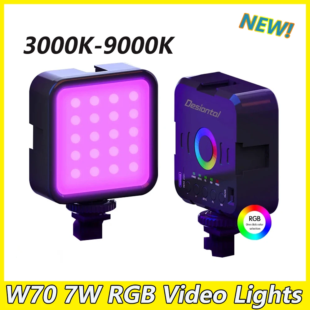 W70-7W-RGB-Full-Color-Video-LED-Lights-3000K-9000K-Mini-Camera-Light ...