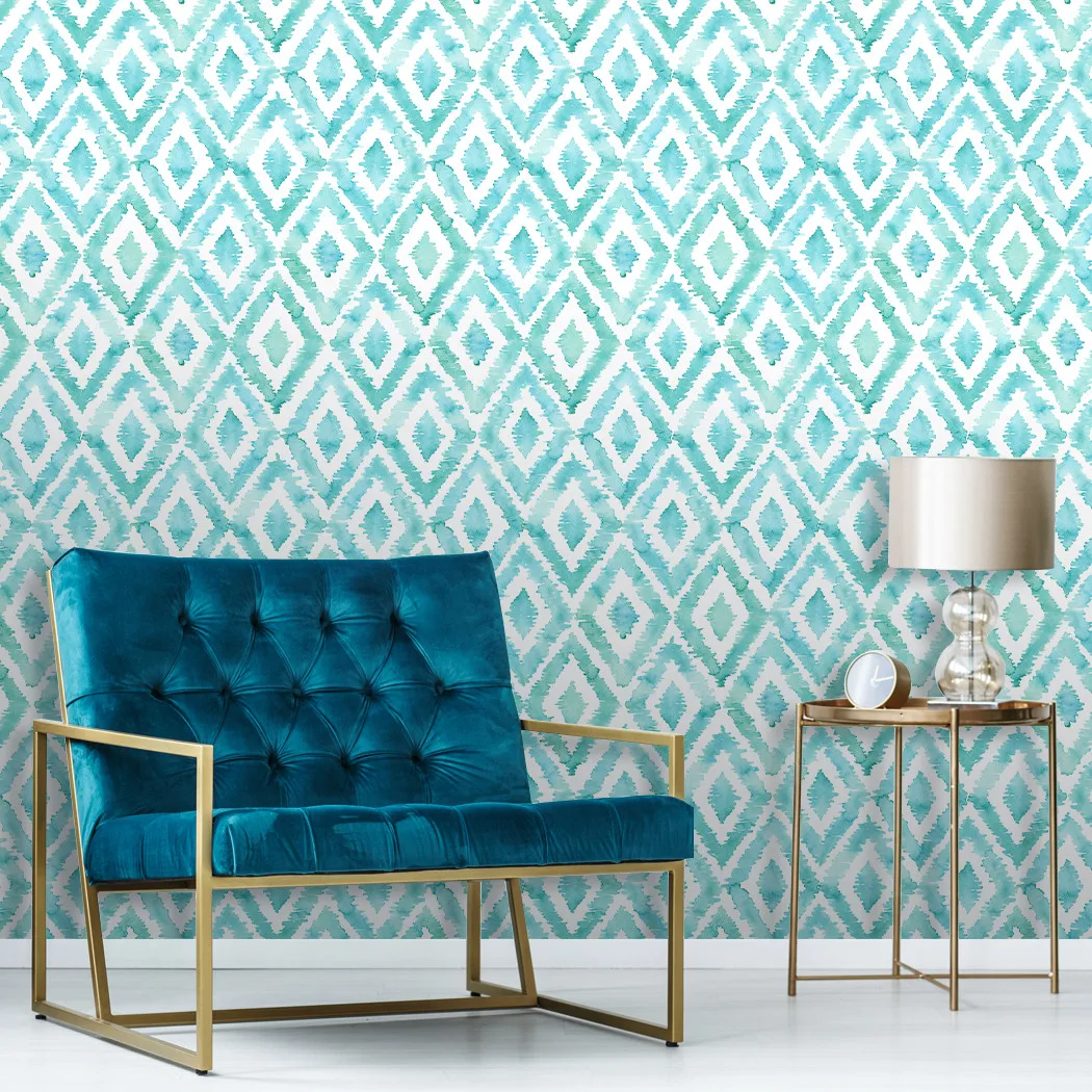 Hámozza Meg És Botlaszkodik Teal Diamond Minta Háttérkép Vinil -Vízálló ...