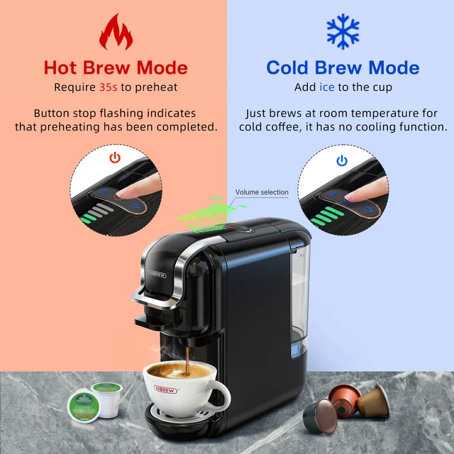HiBREW Multiple Capsule Coffee Machine, Hot/Cold Dolce Gusto Milk Nespresso Capsule ESE Pod ...