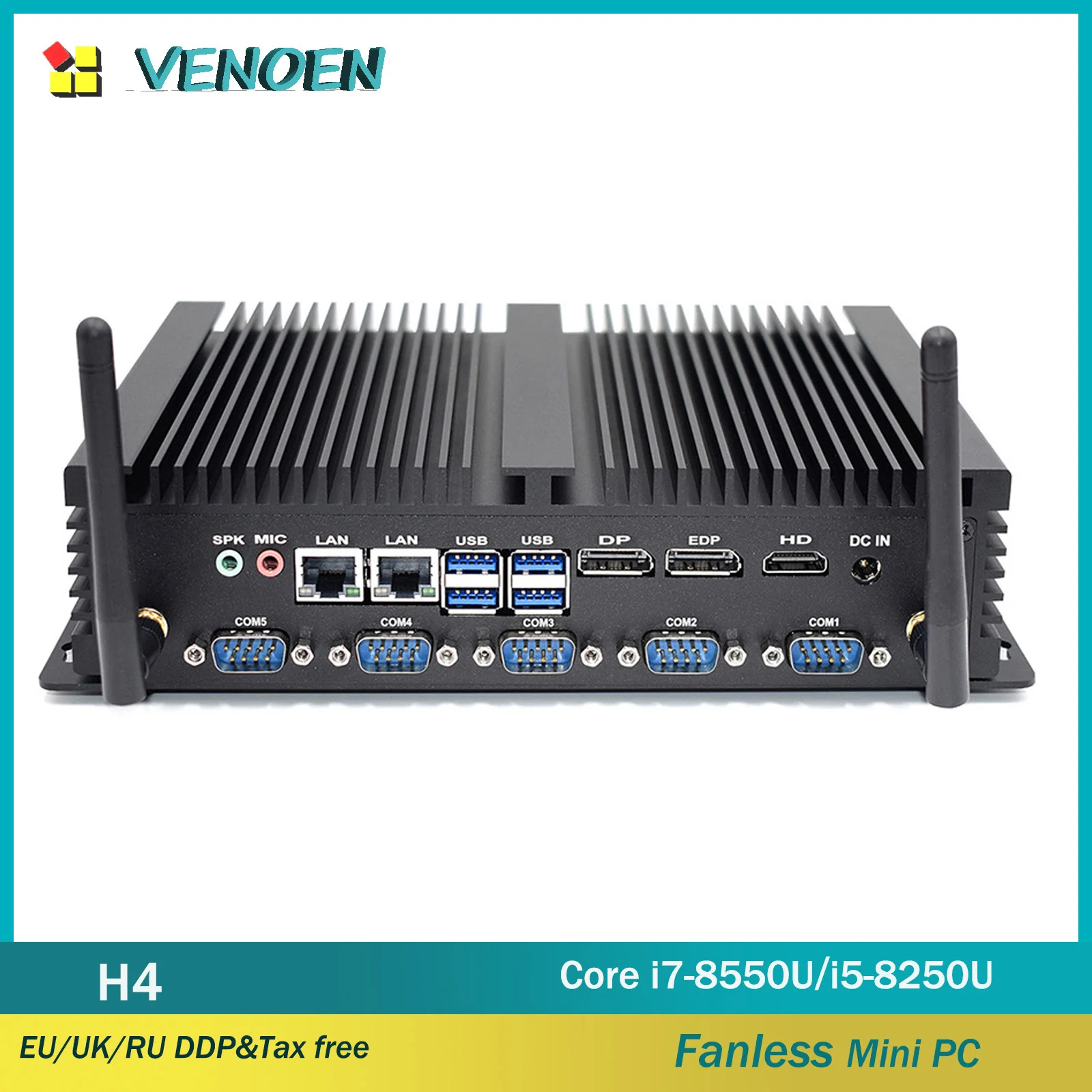 Intel Core i5 8250U i7 8550U ITX Mini PC 5*COM HD DP EDP Three Displays Industrial Fanless ...