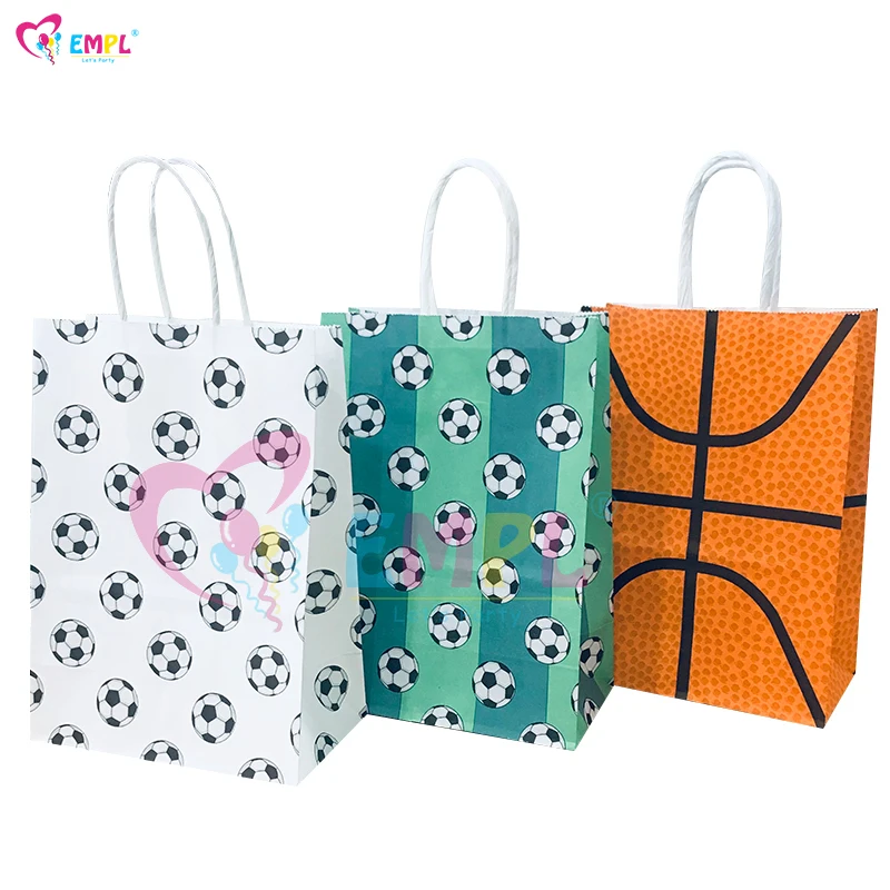 Football-Party-Kraft-Paper-Gift-Bag-with-Handle-Basketball-Candy-Favor ...