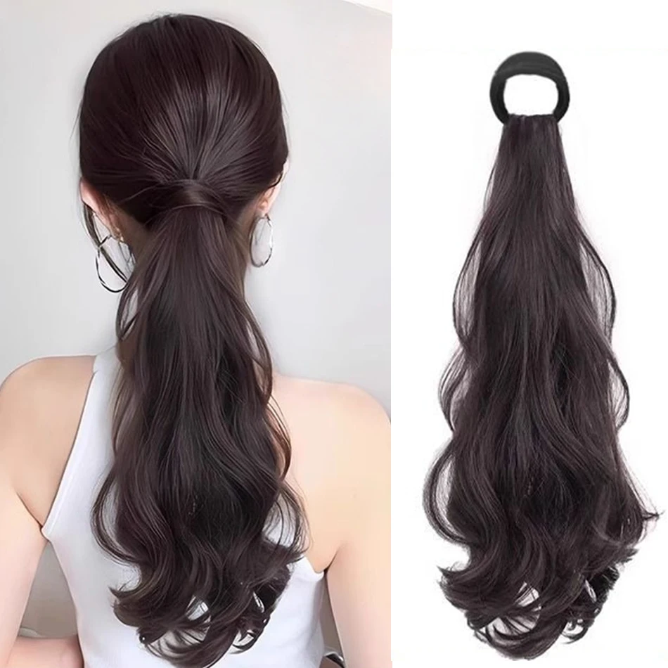 Synthetic Ponytails Hair Extension With Rubber Band Long Curly Wavy ...