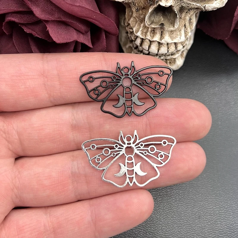 8pcs-37-22mm-Luna-Moth-Charms-Crescent-Moon-on-Moth-Charm-Pendant ...