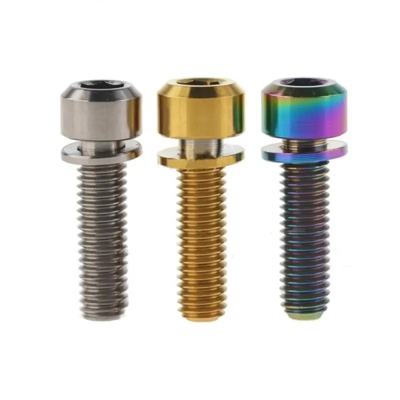 M7 Thread Length 18/20/25mm GR5 TC4 Titanium Bolts With Washer For Bike ...