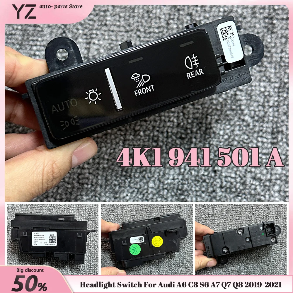 4K1 941 501A For Audi A3 Q3 Q7 Q8 A6C8 Piano black headlight control ...