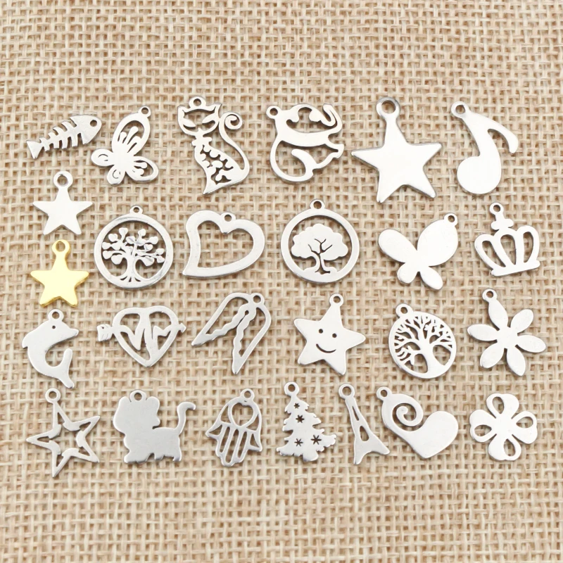 30pc/lot 316 Stainless Steel Five pointed Star Cute Necklace Pendant ...