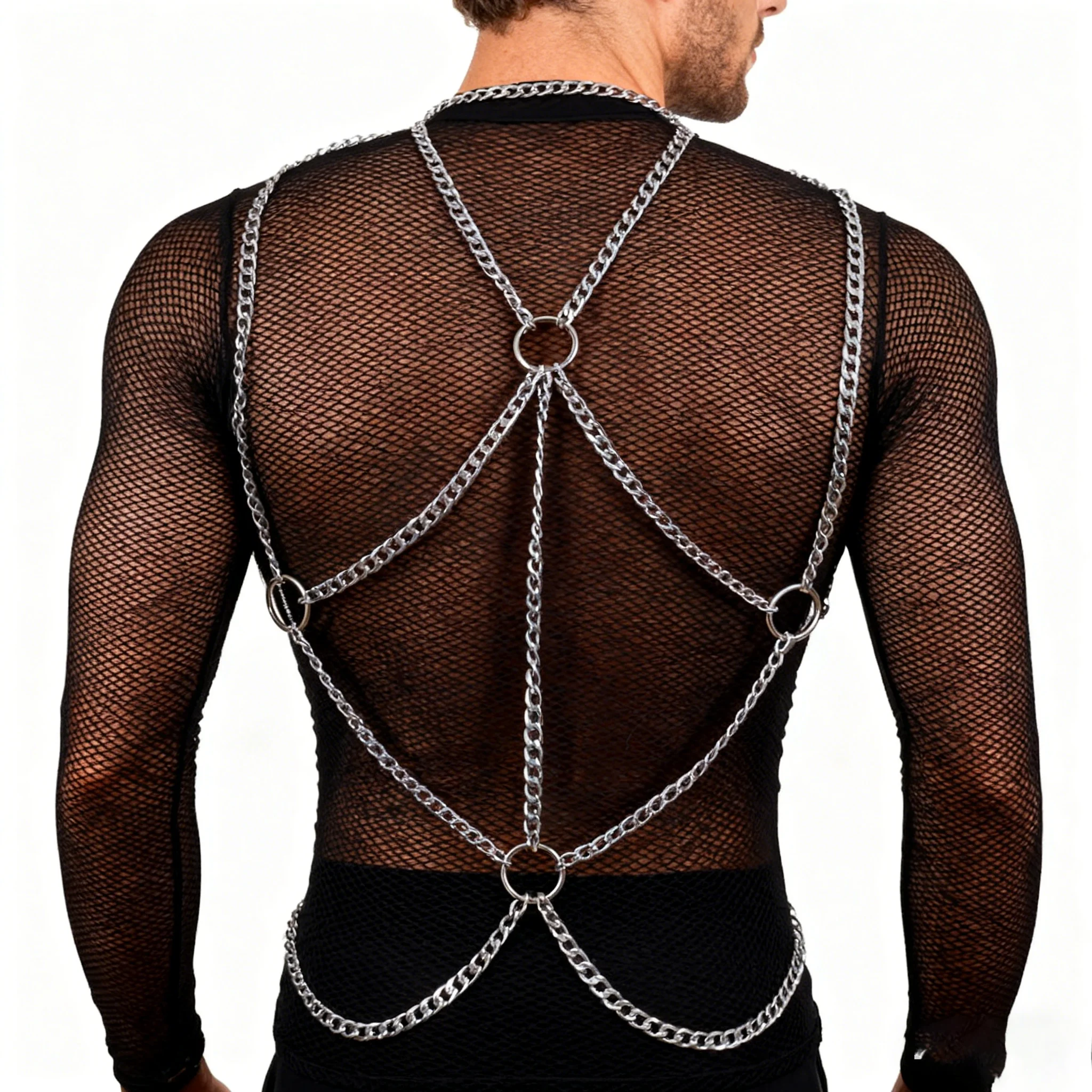 YK2 Gothic Body Harness Chain Men Sexy Chest Top Punk Fashion Metal ...