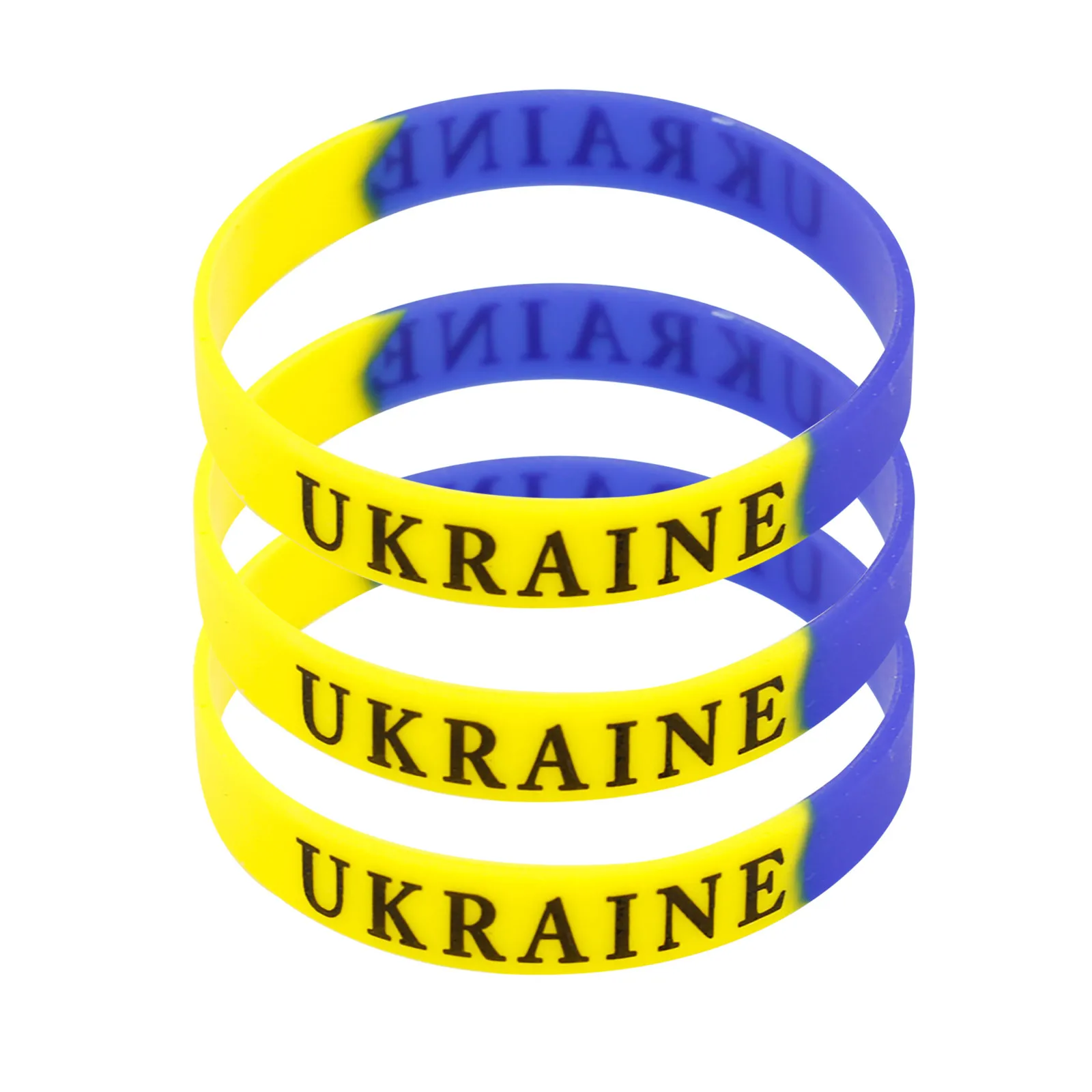 10 PCS Flag Ukraine Yellow Wristband Silicone Ukraine Flag Bracelet ...