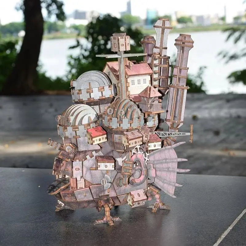 Diy-Colorful-Wooden-Puzzle-3D-Mechanic-Magic-Castle-Movable-Building ...