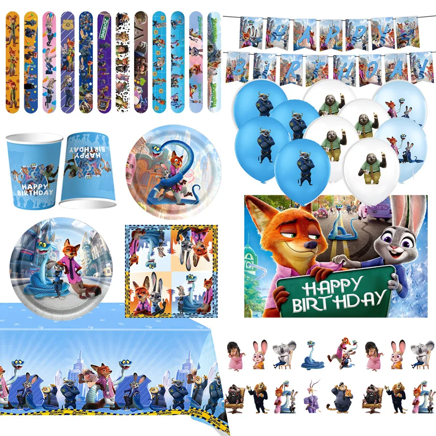 Zootopia Birthday Party Decoration Disposable Tableware Set Napkin ...