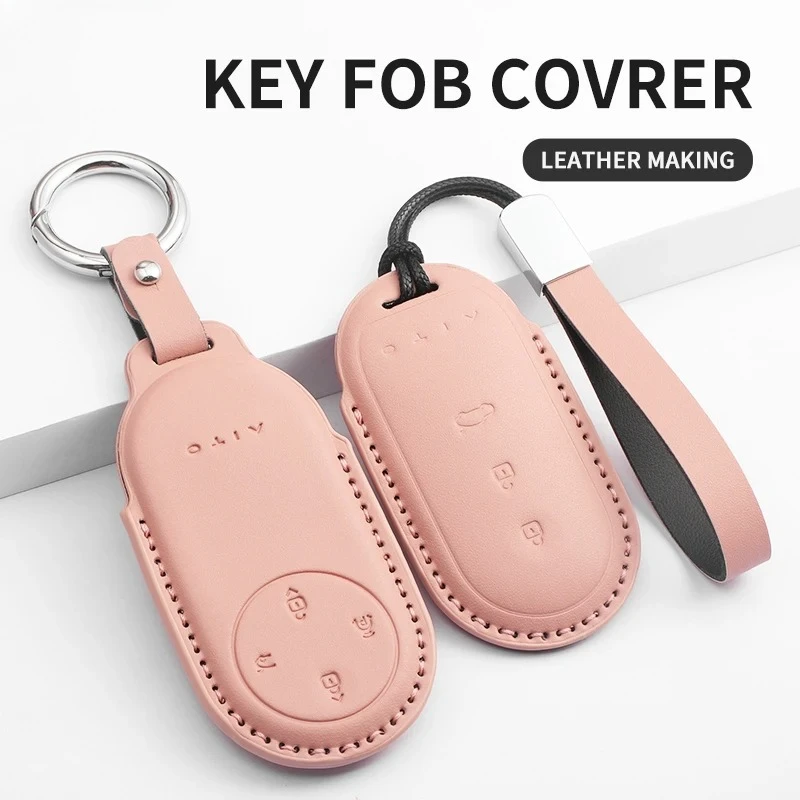 Car Remote Key Case Cover Shell Fob For HUAWEI Aito M7 M8 M9 PU Leather ...