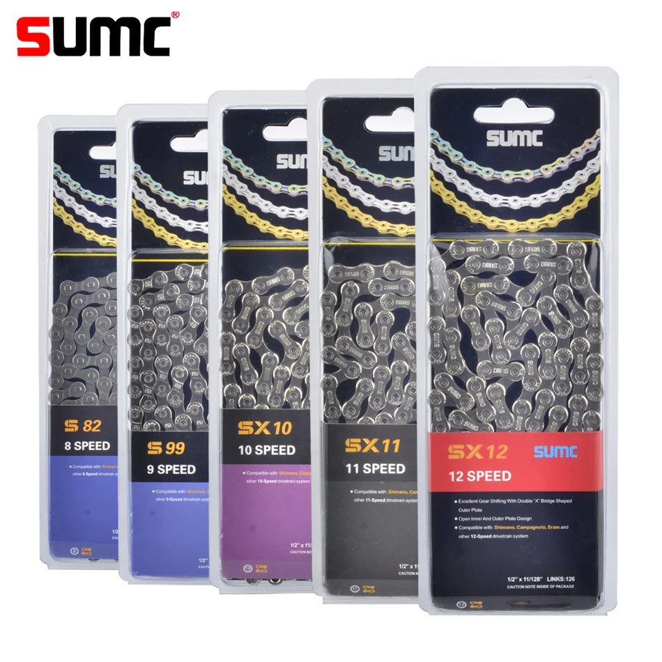 SUMC Bicycle Chains 8 9 10 11 12 Speed 116 Link MTB Road Bike Chains 8V ...
