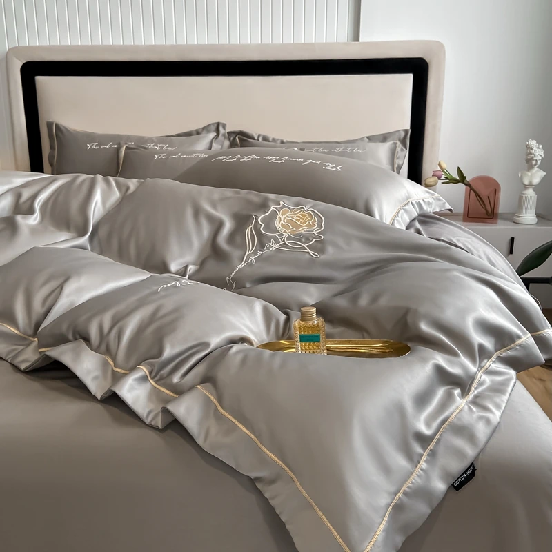 Home-Choice-Sexy-Duvet-Cover-Solid-Embroidery-Single-Luxury-Silk ...