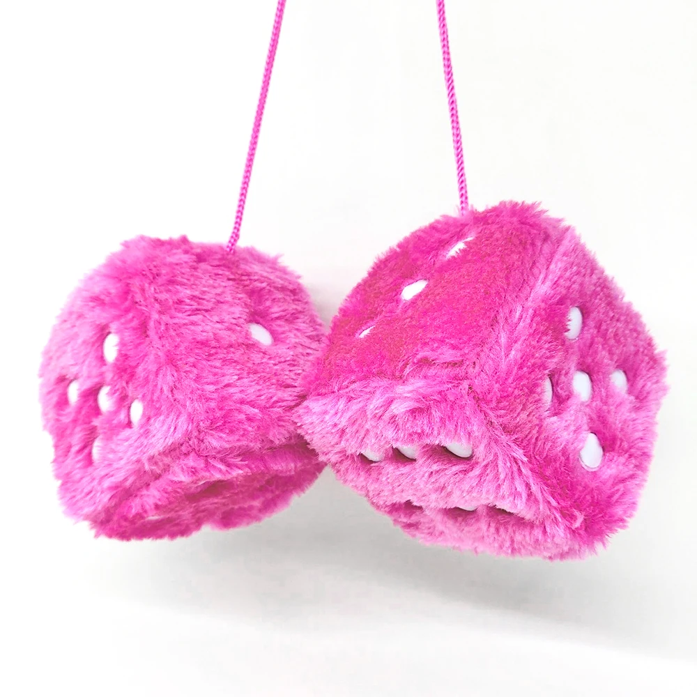 Fashion Car View Mirror Hanging Pendant Couple Fuzzy Plush Dice Auto ...