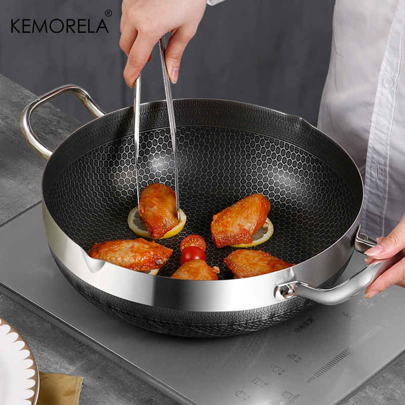 26-28-30CM-Frying-Pan-Hot-Pot-Stainless-Steel-Non-Stick-Pan-Honeycomb ...