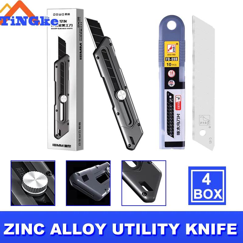Zinc-Alloy-Utility-Knife-With-Blades-Small-Portable-Disassemble-Metal ...