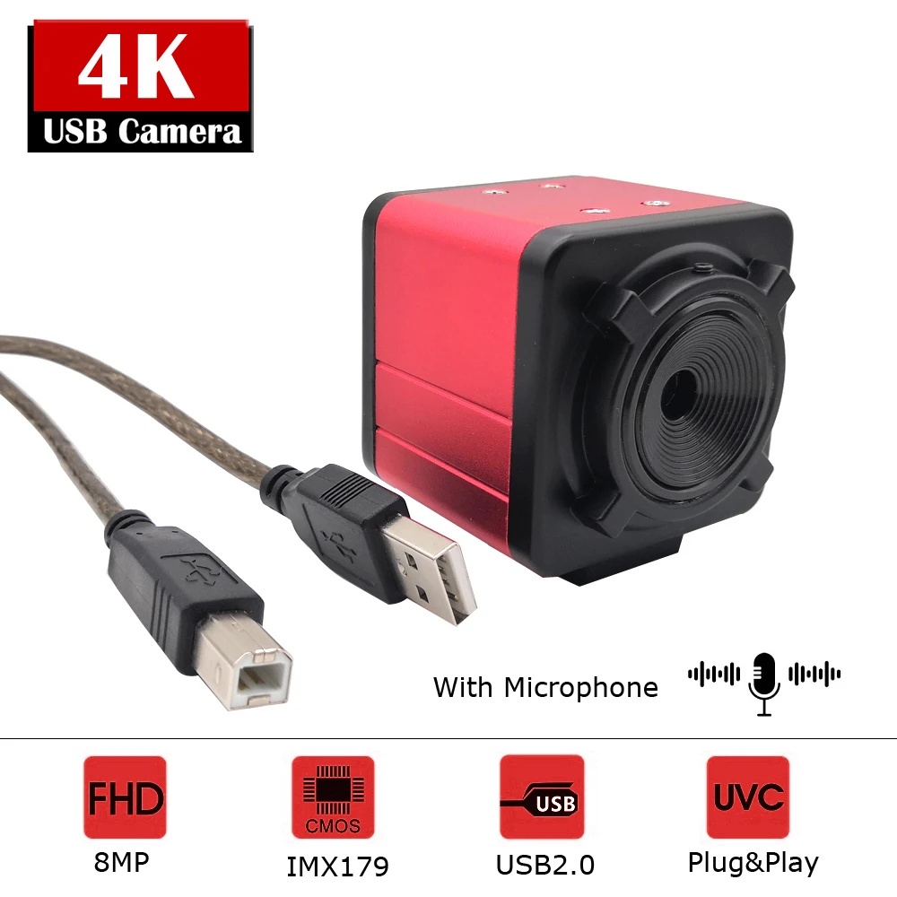 Nenhuma distorção 4k hd foco automático usb webcam com microfone 8mp ...