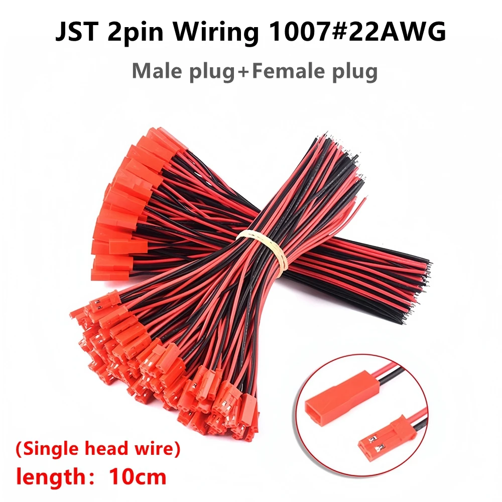 5pcs-JST-2P-2pin-2-54mm-10cm-male-Plug-Female-Plug-paired-terminal ...