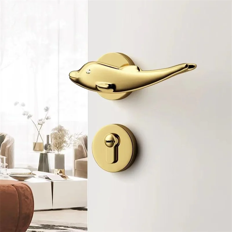 Gold-Dolphin-Shape-Split-Door-Lock-Set-Children-s-room-Bedroom-Interior ...