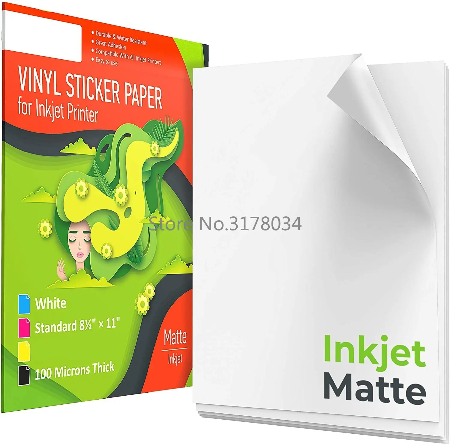 50-Sheets-A4-Vinyl-Sticker-Paper-for-Inkjet-Printer-Matte-White-Self ...