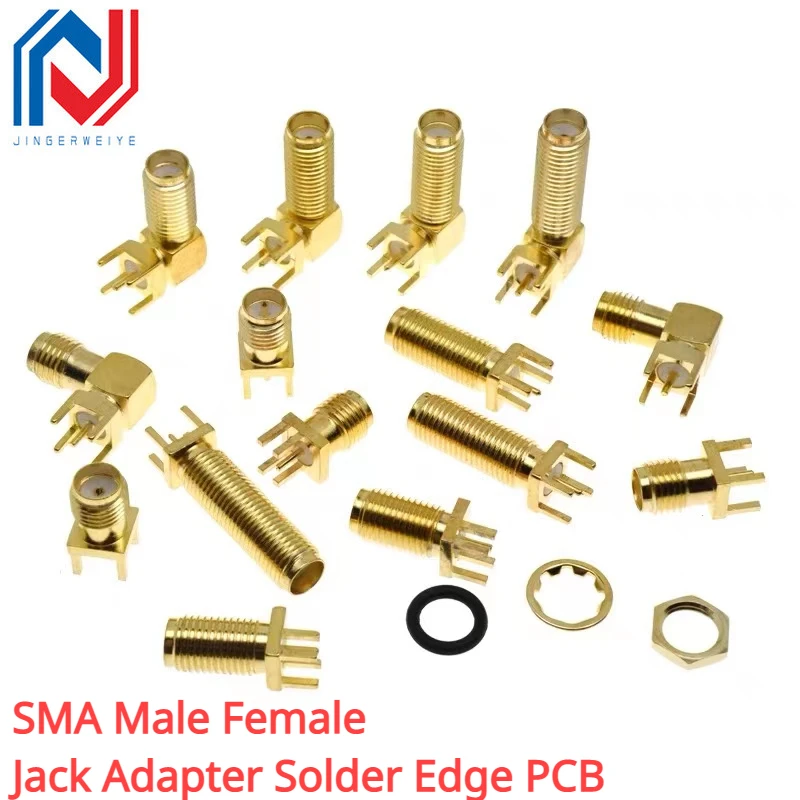 2Pcs-SMA-Male-Female-Jack-Adapter-Solder-Edge-PCB-Straight-Mount-RF ...