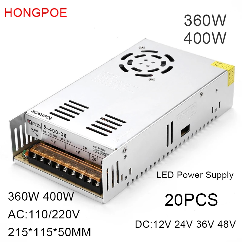 Wholesale-20pcs-New-LED-Power-Supply-DC-12V-18V-24V-36V-48V-360W-400W ...