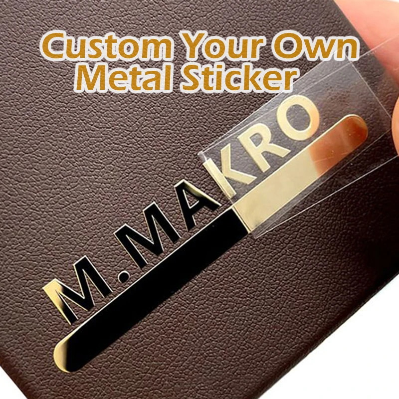 Car metal sticker transfer label custom logo 3m strong vinyl gold ...