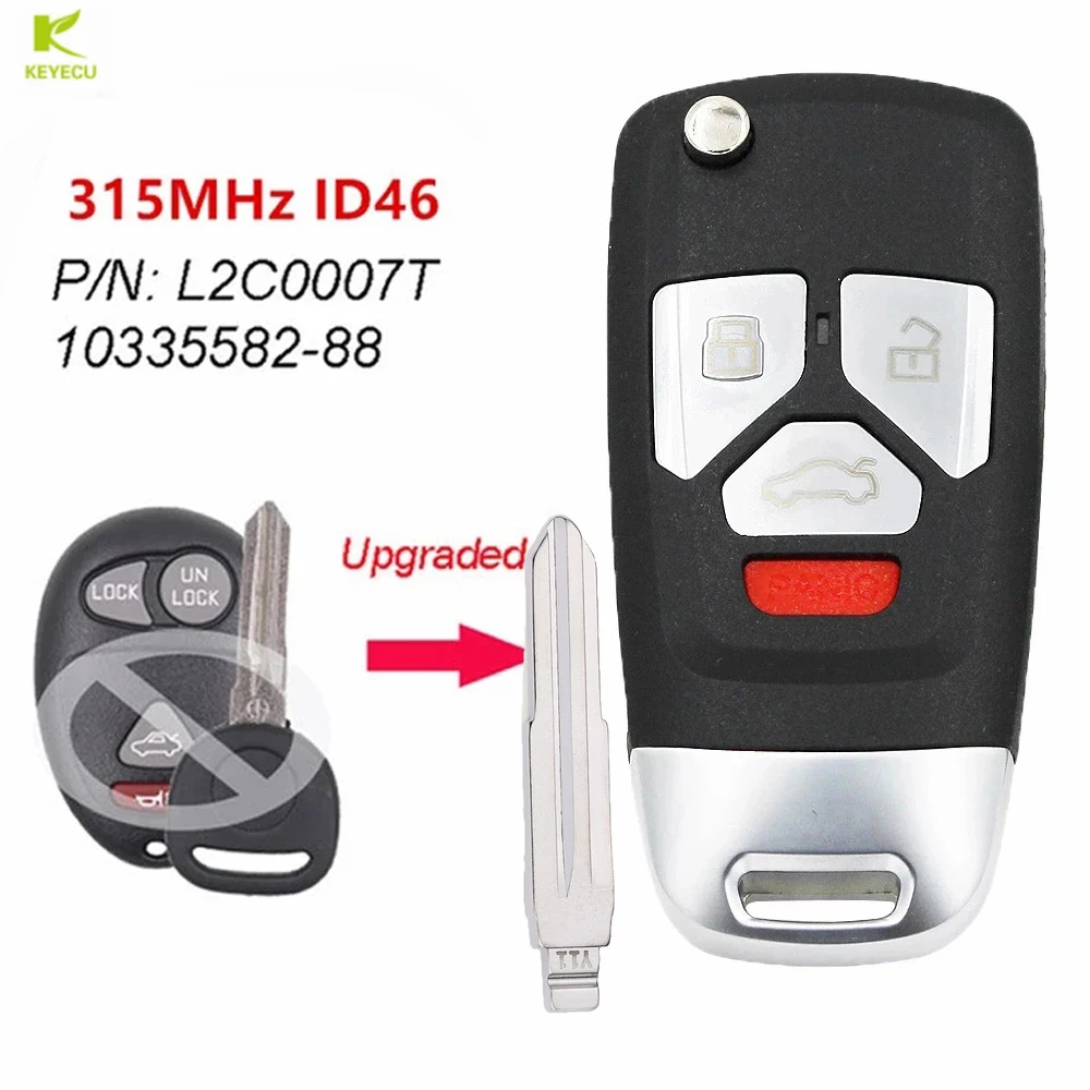 KEYECU Upgraded Flip Remote Car Key Fob 4Buttons 315MHz ID46 for Buick ...