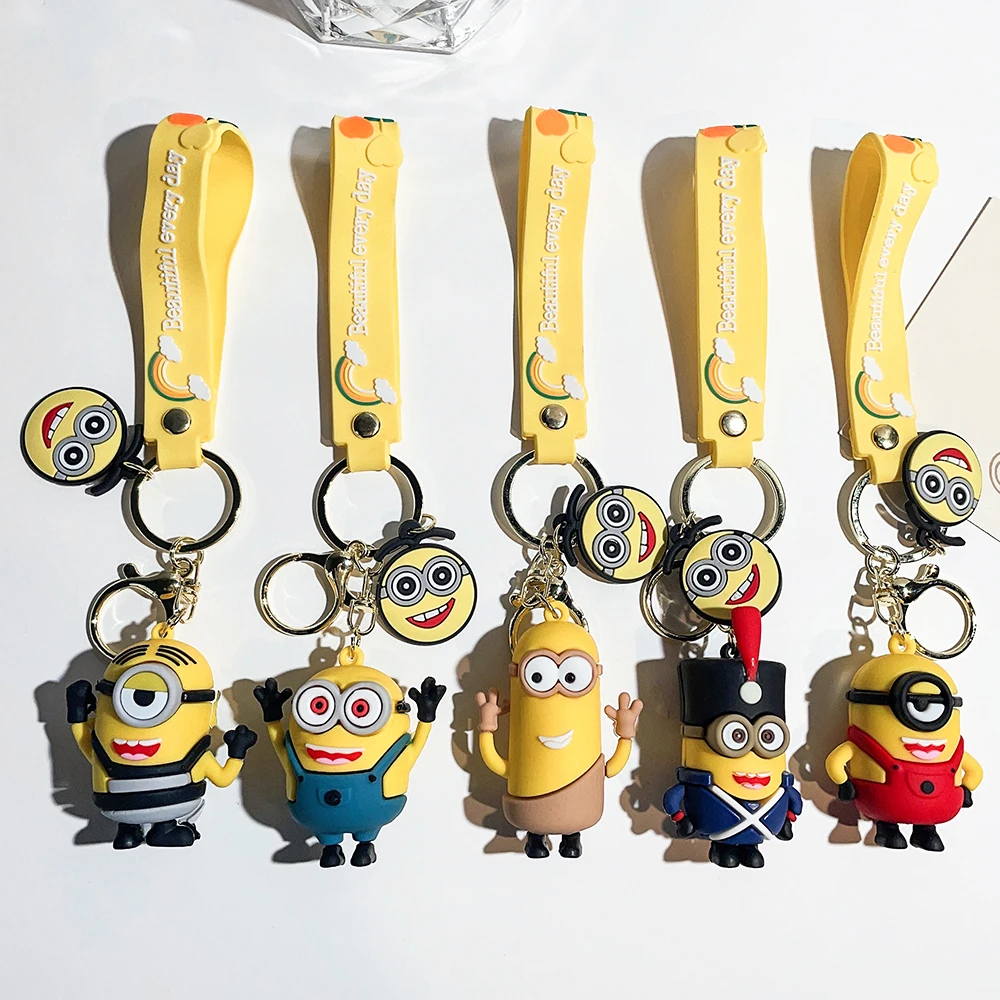 Kawaii-Minions-Keychain-Cartoon-Toys-Model-Silicone-Pendant-Keyring ...
