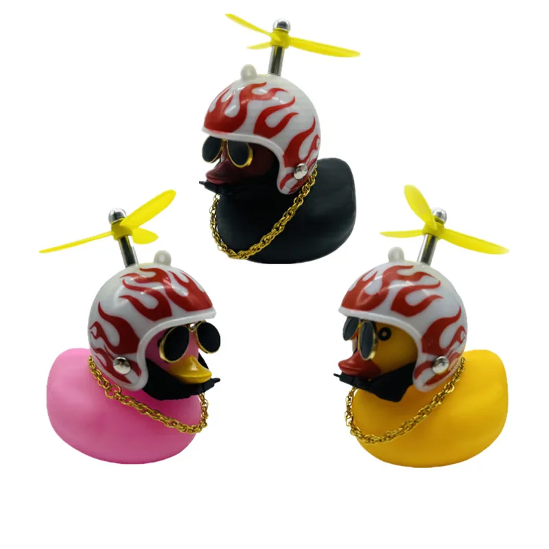 Car-Little-Yellow-Duck-Helmet-Propeller-Broken-Wind-Small-Duck-Bike ...