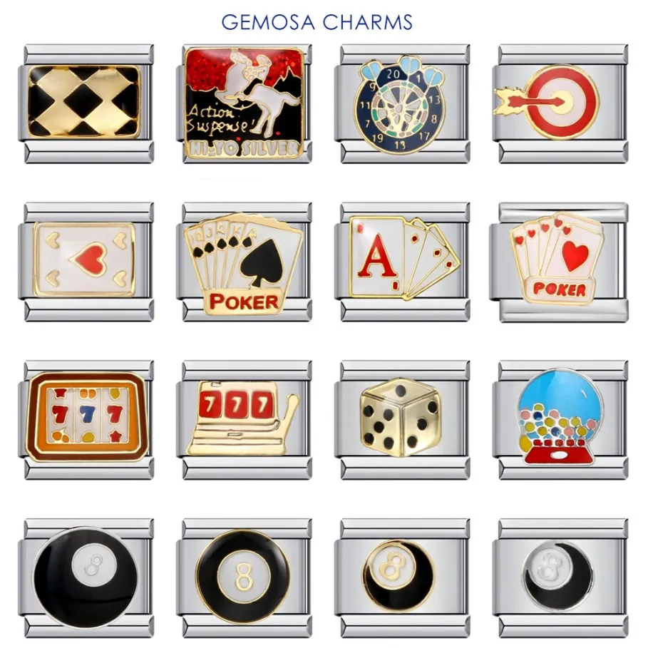 GEMOSA-Fashion-Women-Men-Poker-Casino-Chess-Snooker-Charm-Italian-Links ...
