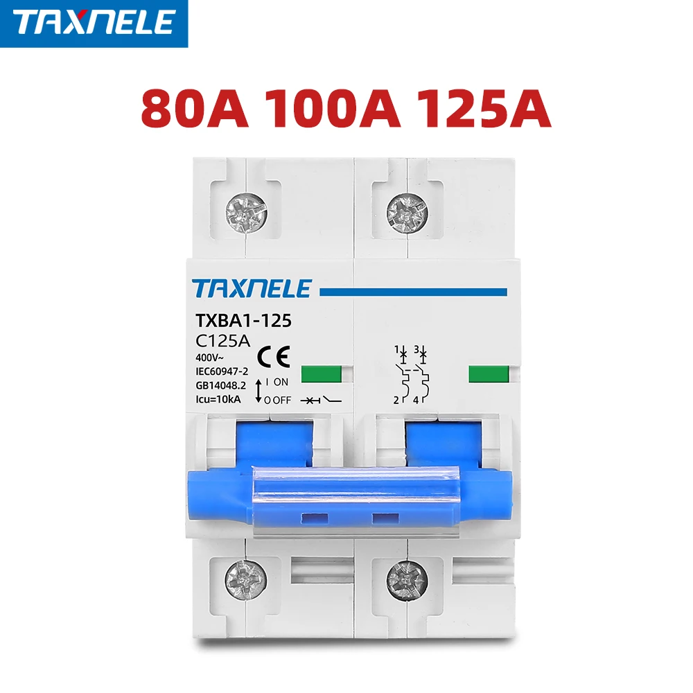 DZ47 NC 400V 2P 80A 100A 125A 10KA C Type Mini Circuit Breaker MCB Short Overload Circuit ...