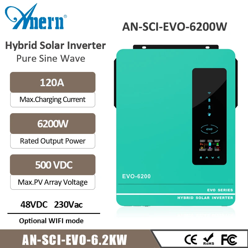 1.6KW 3KW 3.6KW 6.2KW Hybrid Solar Inverter 12V 24V 48V 230V MPPT 120A ...