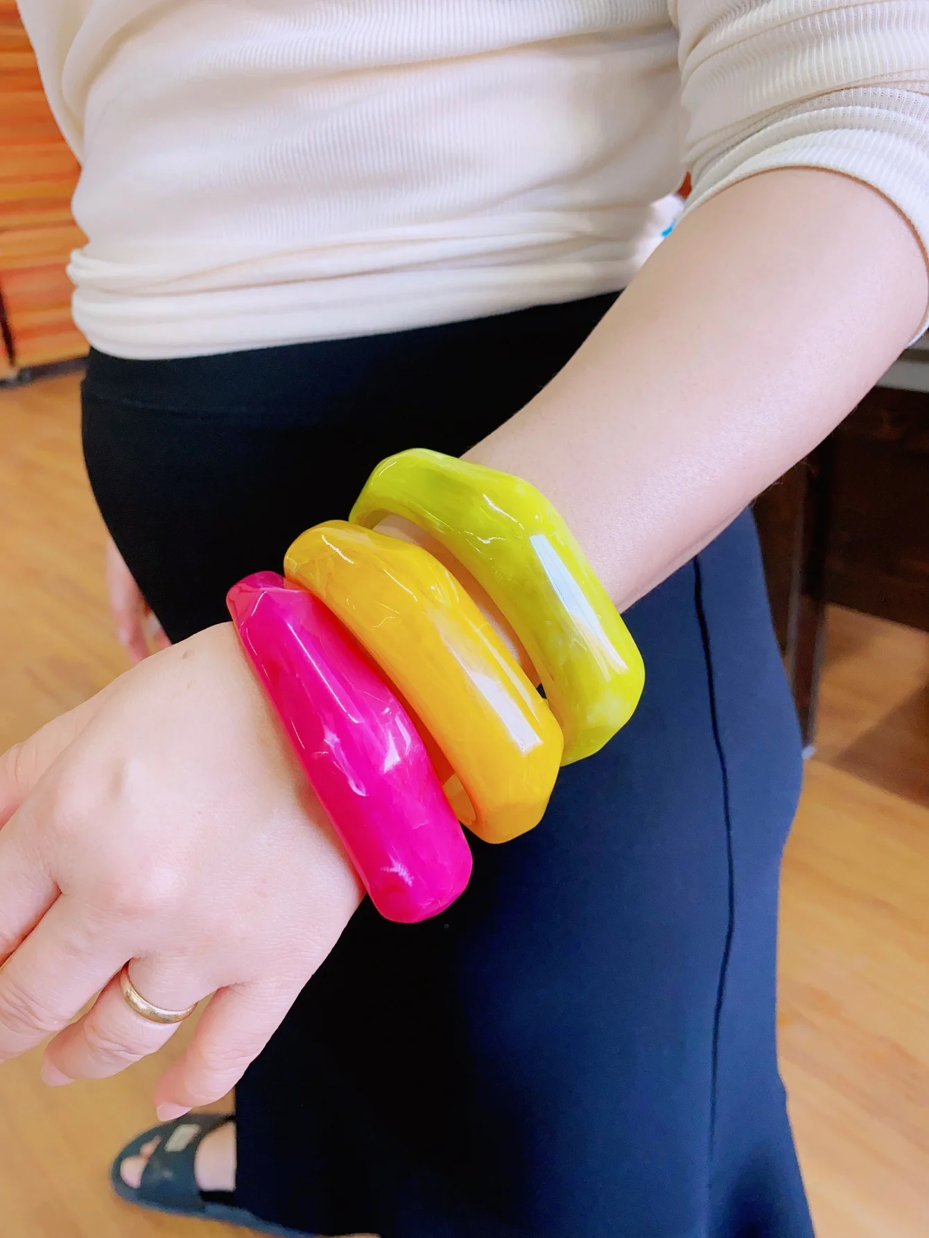 Vibrant-Multi-color-Acrylic-Bangle-Unconventional-and-Trendy-Womens ...