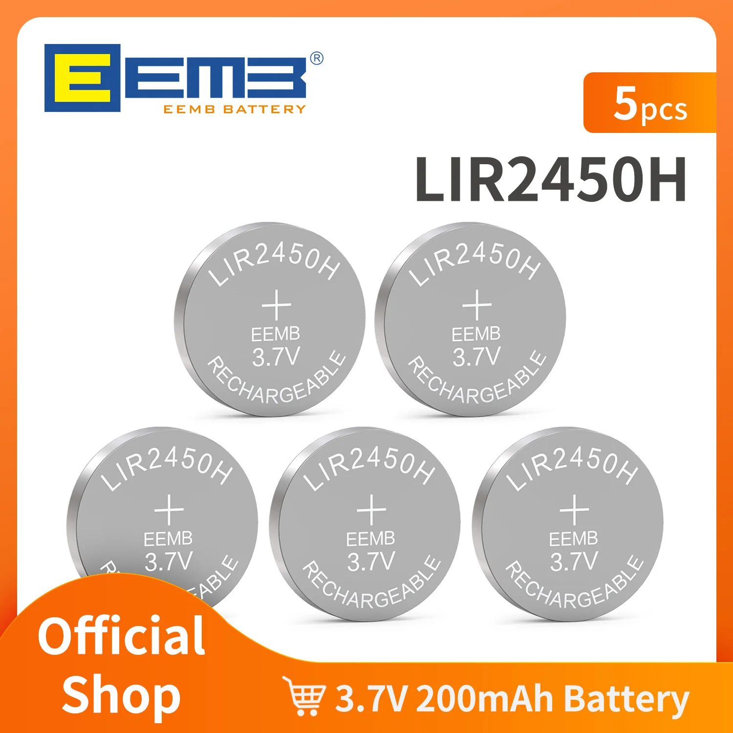 EEMB-5PCS-Rechargeable-2450-Batteries-LIR2450H-3-7V-200mAh-Lithium-ion ...