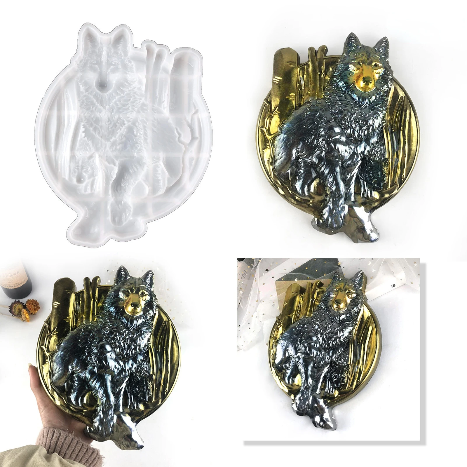3D-Three-dimensional-Wolf-Hanging-Epoxy-Resin-Mold-DIY-Animal-Wall ...