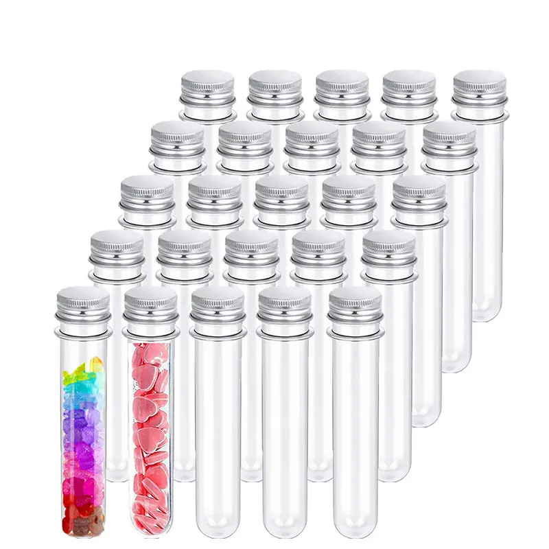 2Pcs Plastic Test Tubes 40 ML Clear Test Tubes with Screw Caps Plastic ...