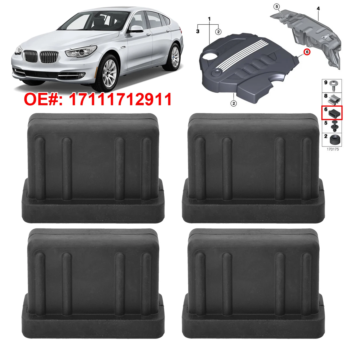 Rubber-Radiator-Mount-Upper-Engine-For-BMW-4-5-6-Series-F32-F33-F36-F82 ...