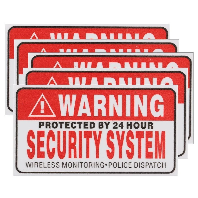 6-Pcs-Set-Warning-Protected-By-24-Hour-Security-System-Stickers-Saftey ...