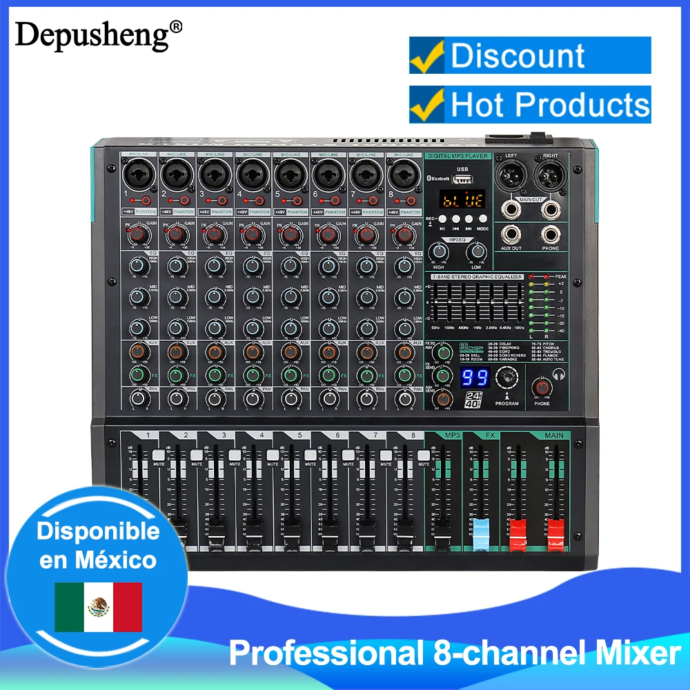 Depusheng-mezclador-de-Audio-profesional-PA8-consola-de-tablero-de-sonido-de-8-canales-sistema ...