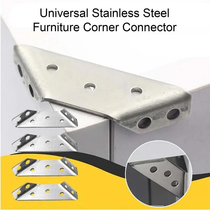 10PCS-Stainless-Steel-Angle-Corner-Brackets-Fasteners-Protector-Right ...