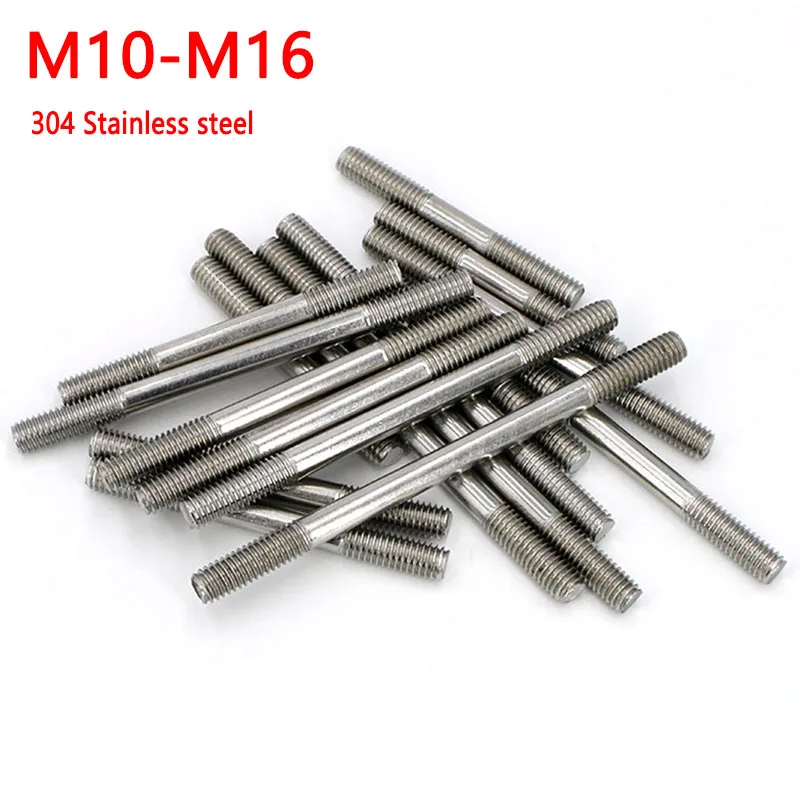 1pcs Double End Thread Rod M10 M12 M16 304 A2 Stainless Steel Headless Stud Bolts Screw Rod ...