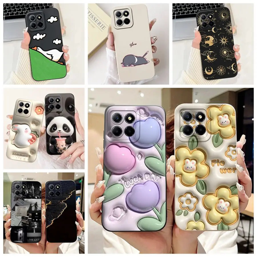 Case For Honor X8 4G TFY-LX1 Cute Panda duck Liquid Back Cover ...