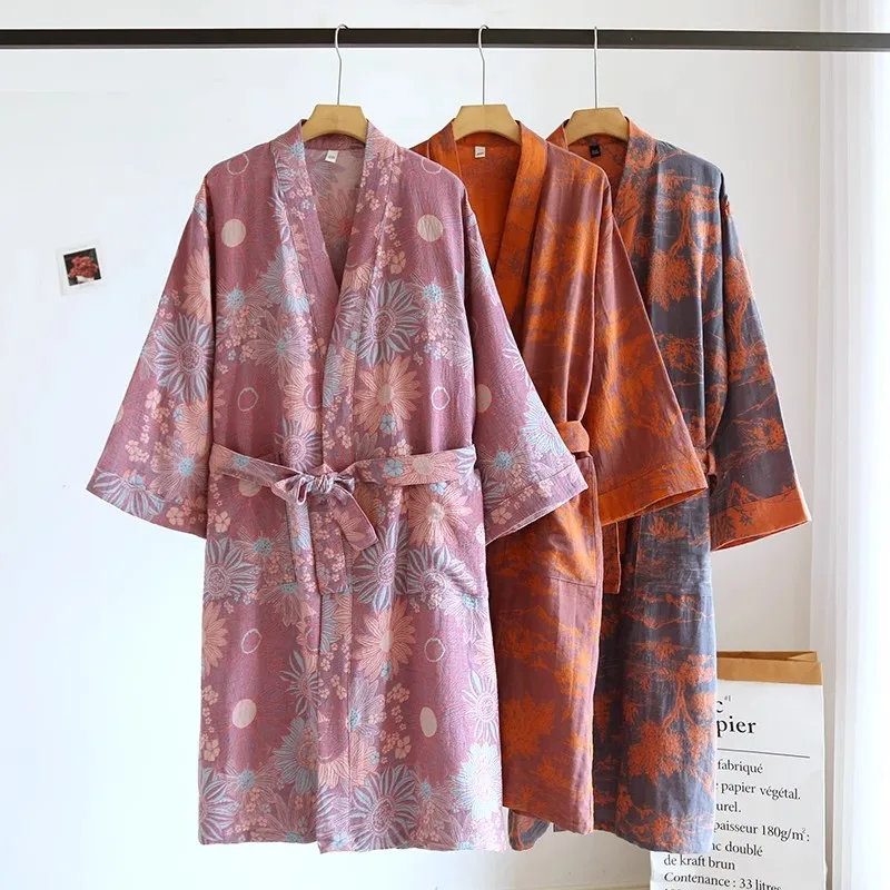 2024-Japanese-Kimono-Spring-Summer-New-Bathrobe-Women-s-Nightgown-100-Pure-Cotton-Double-Layer ...
